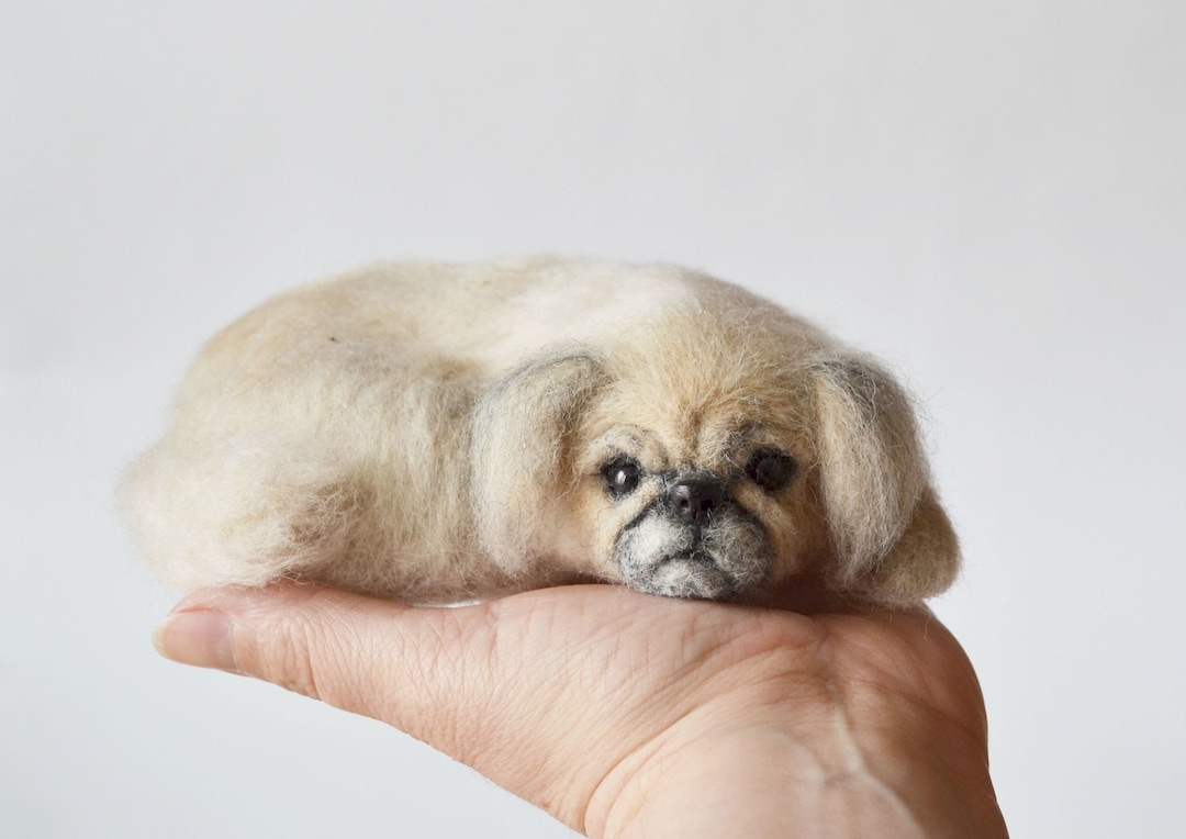 Miniature Pekingese Custom Dog Sculpture Figurine, Felt Portrait ...