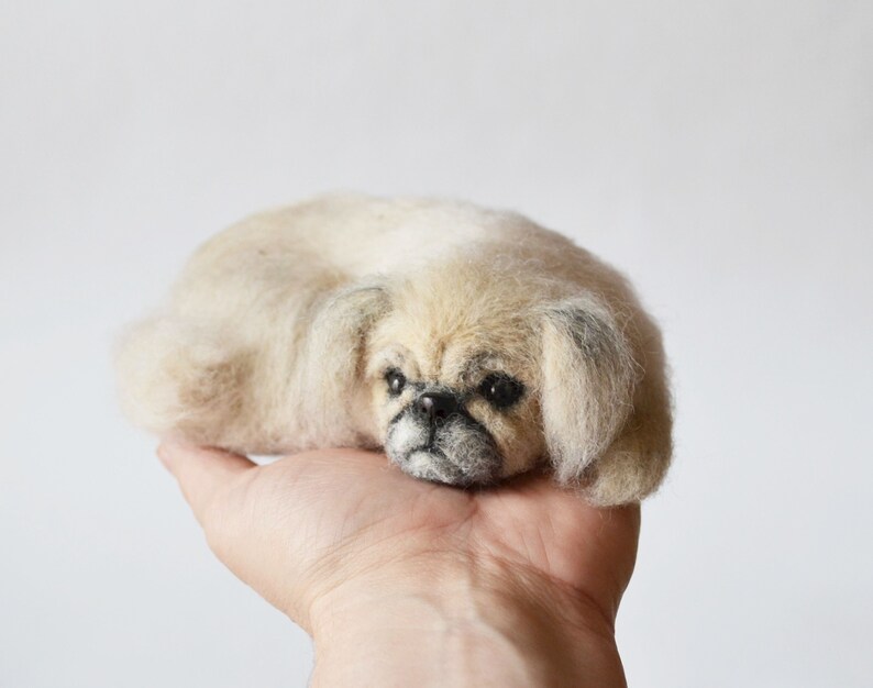 Miniature Pekingese Custom Dog Sculpture Figurine, Felt Portrait ...