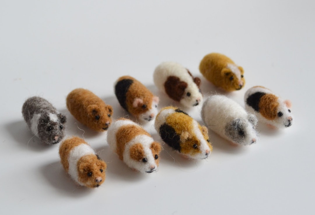 Needle Felted Miniature Guinea Pigs, Collectible Cute Pet, Wool Animal ...