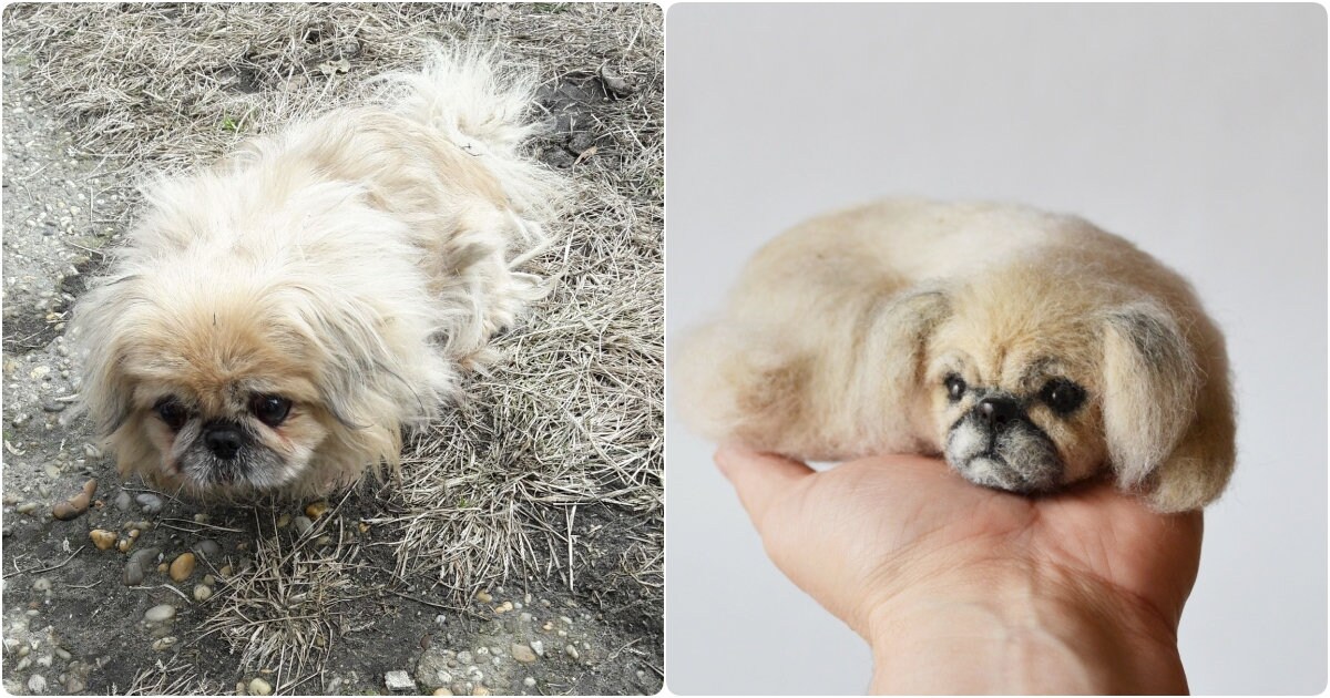 Miniature Pekingese Custom Dog Sculpture Figurine, Felt Portrait ...