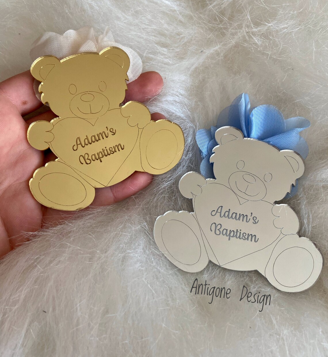 Teddy Bear Custom Acrylic Mirror Magnet, Baby Shower Gifts, Birthday ...
