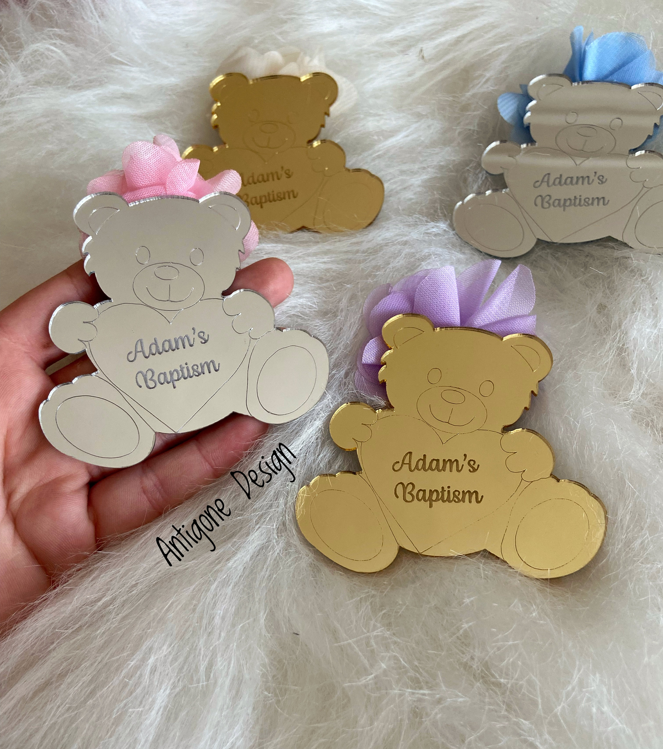 Teddy Bear Custom Acrylic Mirror Magnet, Baby Shower Gifts, Birthday ...