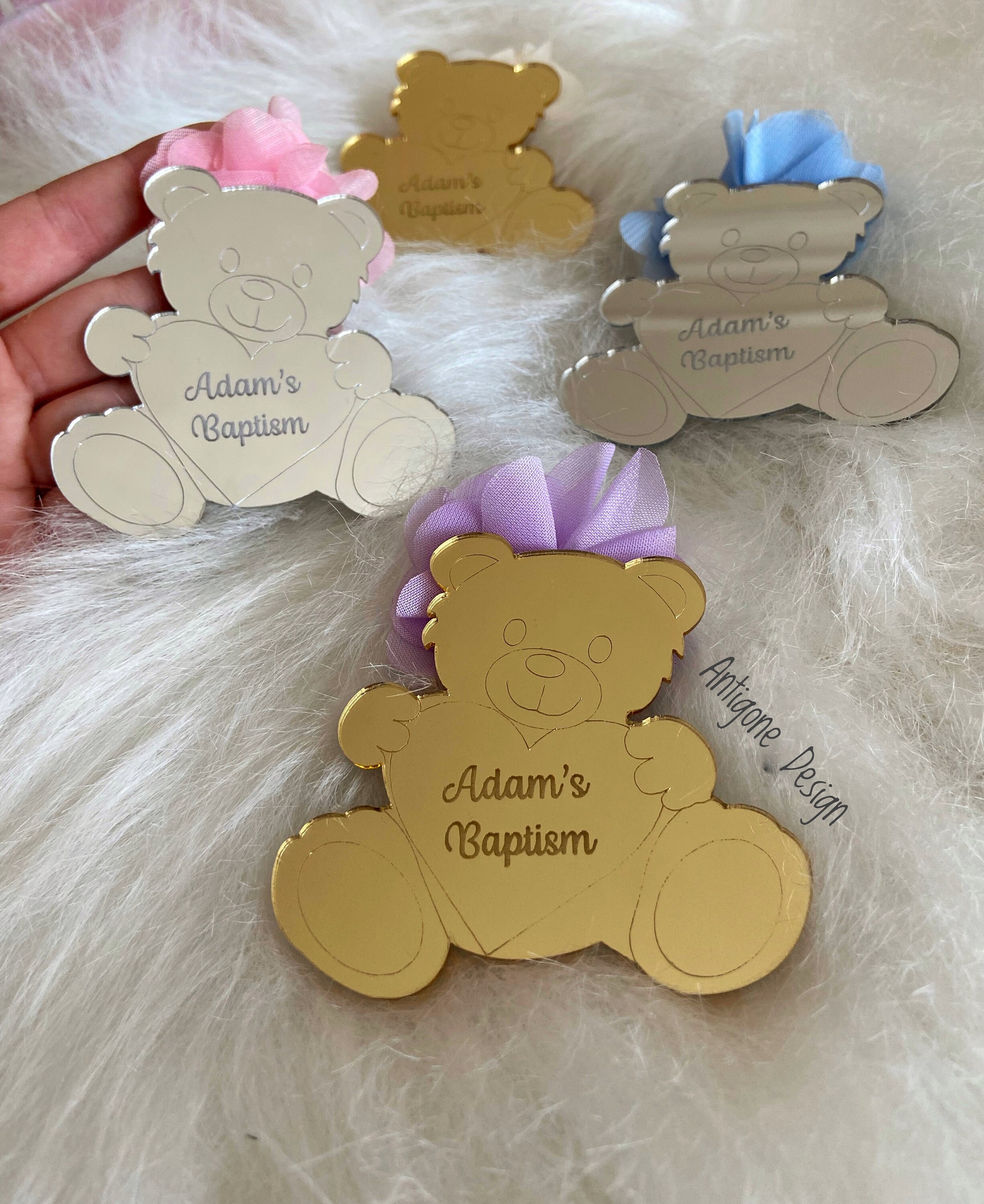 Teddy Bear Custom Acrylic Mirror Magnet, Baby Shower Gifts, Birthday ...