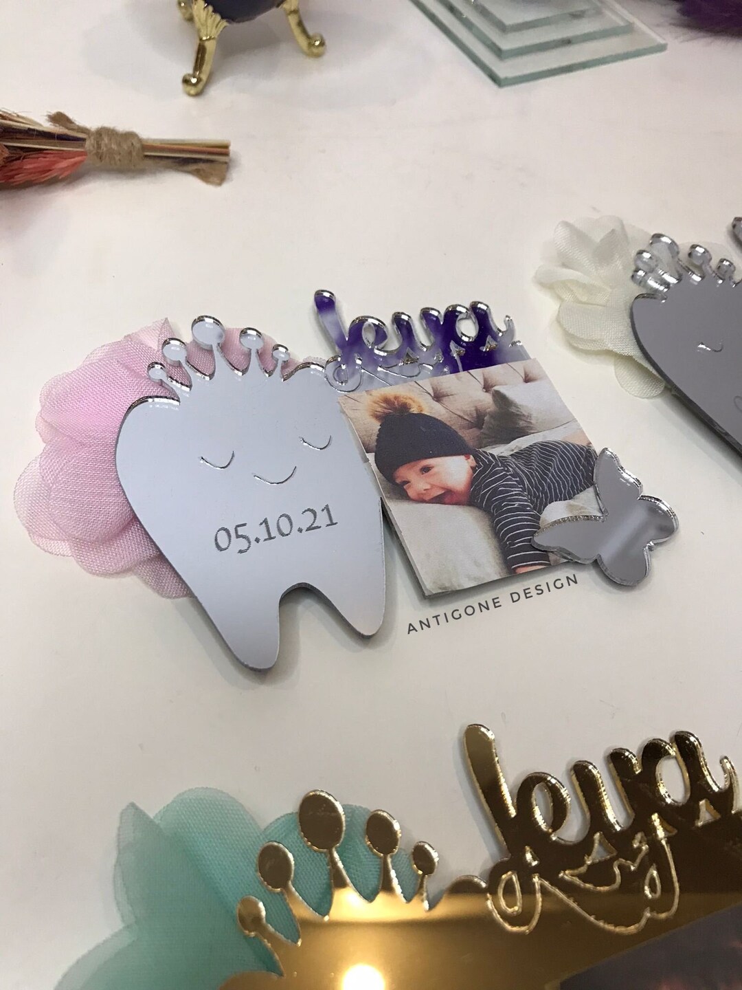 Custom Tooth Birthday Photo Favors, Personalized Mirror Magnet, Photo ...