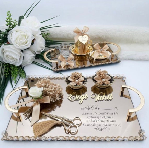 Personalized Engagement Tray Set With Gem Wedding Gifts | Etsy