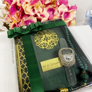 Custom Emerald Green Yaseen Book and Tasbih Set, Islamic Wedding Gift ...