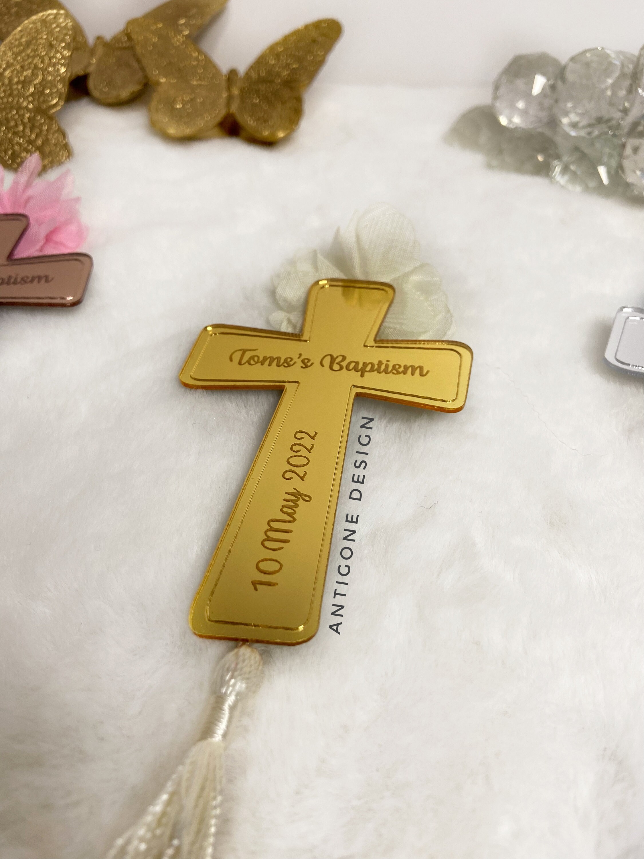 Custom Baptism Cross Magnet Birthday Gifts Baby Shower - Etsy