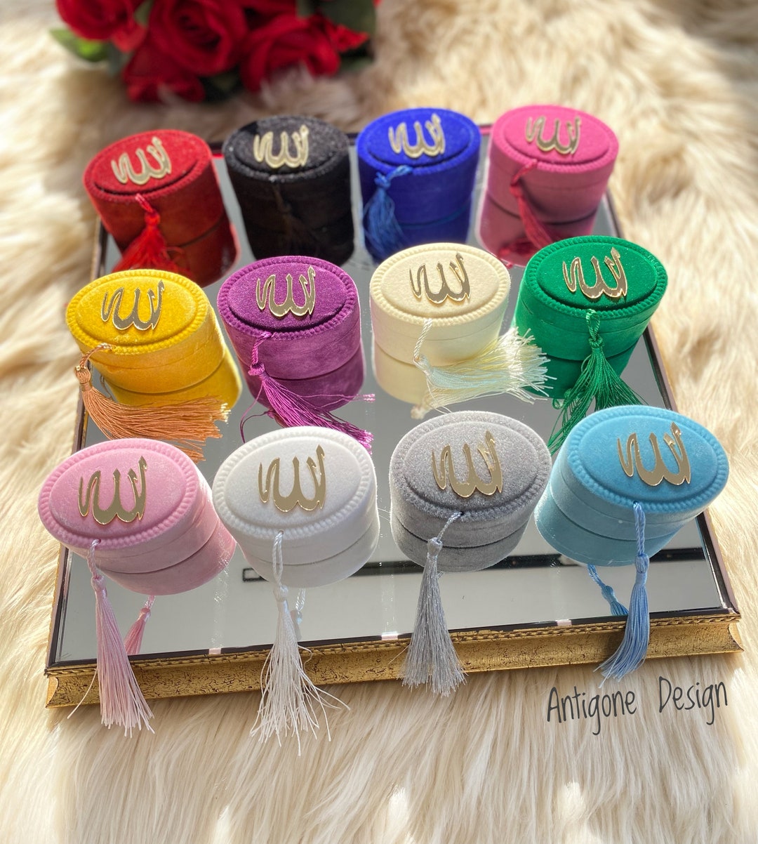 Handmade Tasbeeh With Allah Sign Velvet Box, Islamic Wedding Favor ...