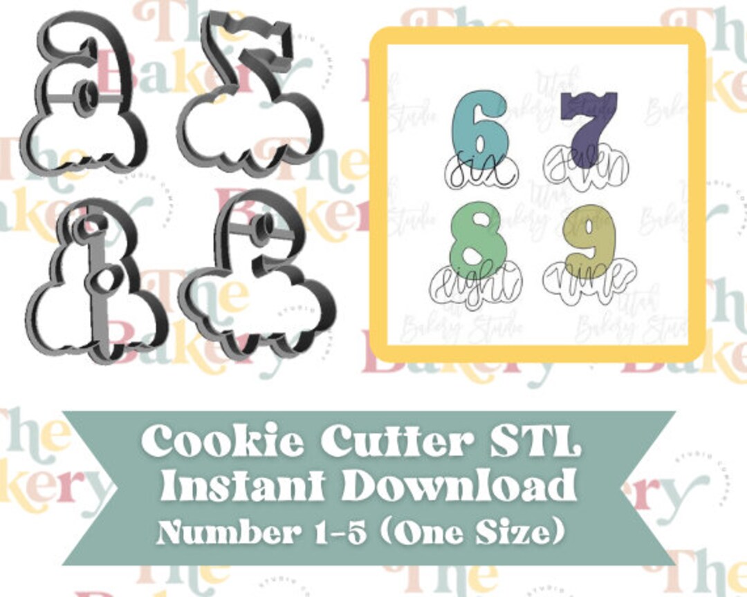 Number Six 6 Through Nine 9 Number Set Cookie Cutter STL | Number Two ...