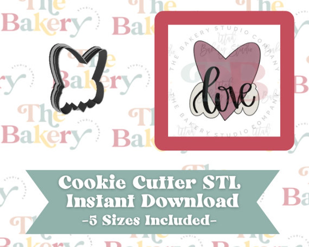 Heart With Love Script Cookie Cutter | Heart With Love Script Cookie ...