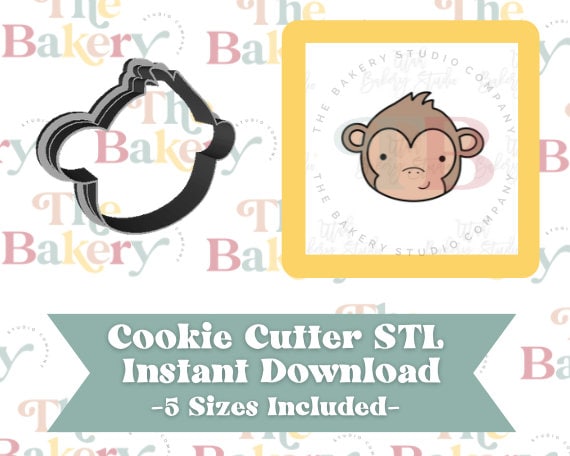 Monkey Cookie Cutter Monkey Cookie Cutter STL Instant | Etsy