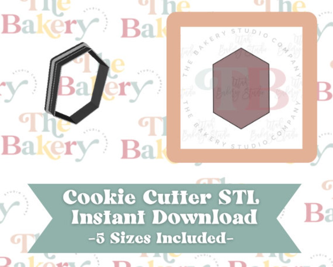 Long Hexagon Plaque Cookie Cutter | Long Hexagon Plaque Cutter STL ...
