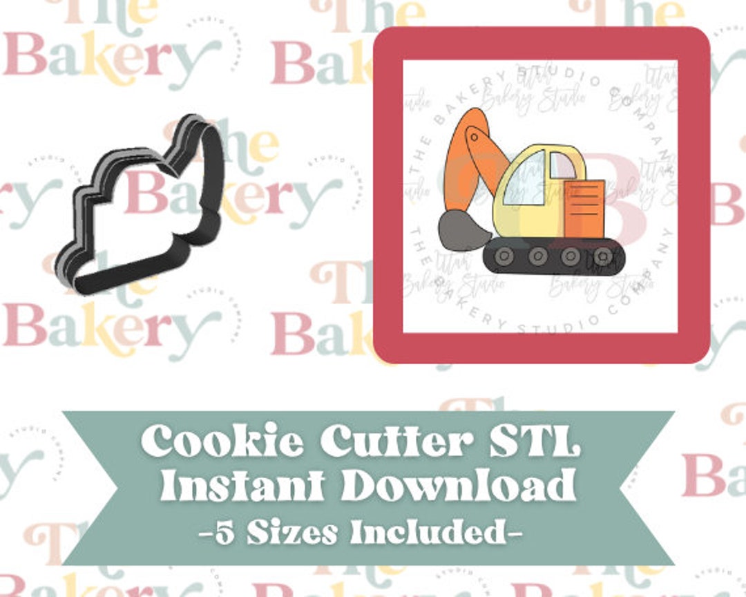 Cute Excavator Cookie Cutter | Cute Excavator Cookie Cutter STL ...