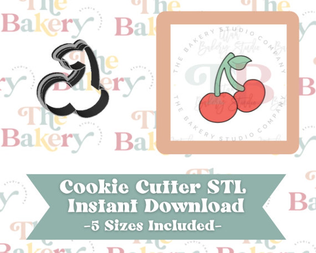 Double Cherry Cookie Cutter | Double Cherry Cookie Cutter STL | Instant ...