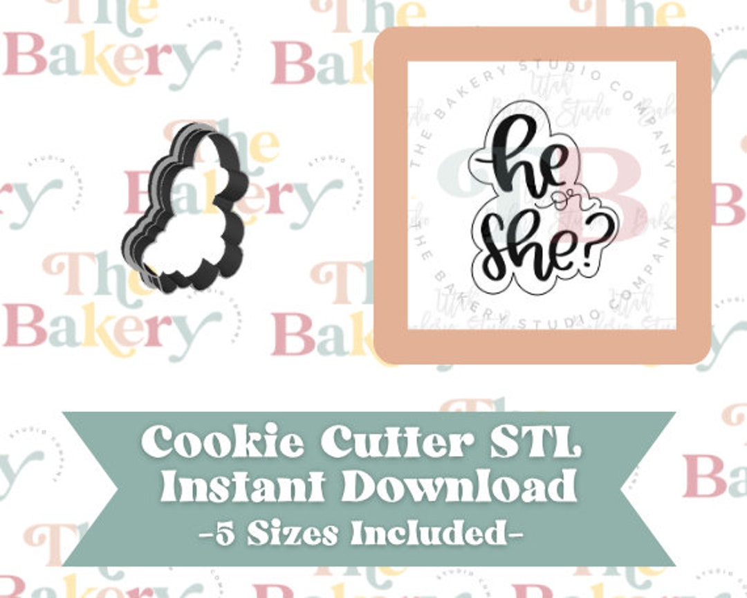 He or She Hand Lettering Cookie Cutter | He or She Hand Lettering ...