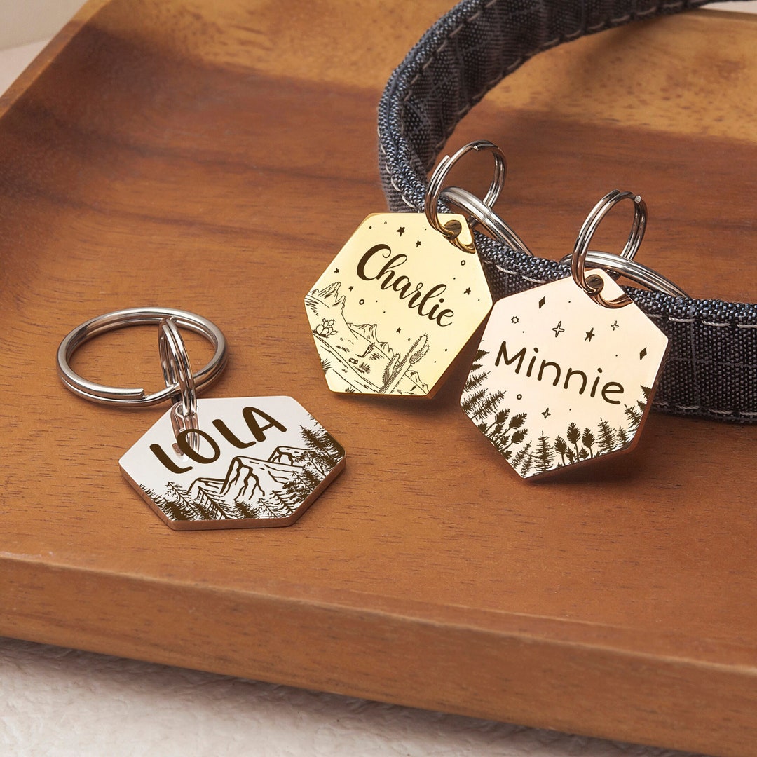 Dog Tag - Hexagon Dog Tag - Dog Tag for Dogs Personalized - Dog Name ...