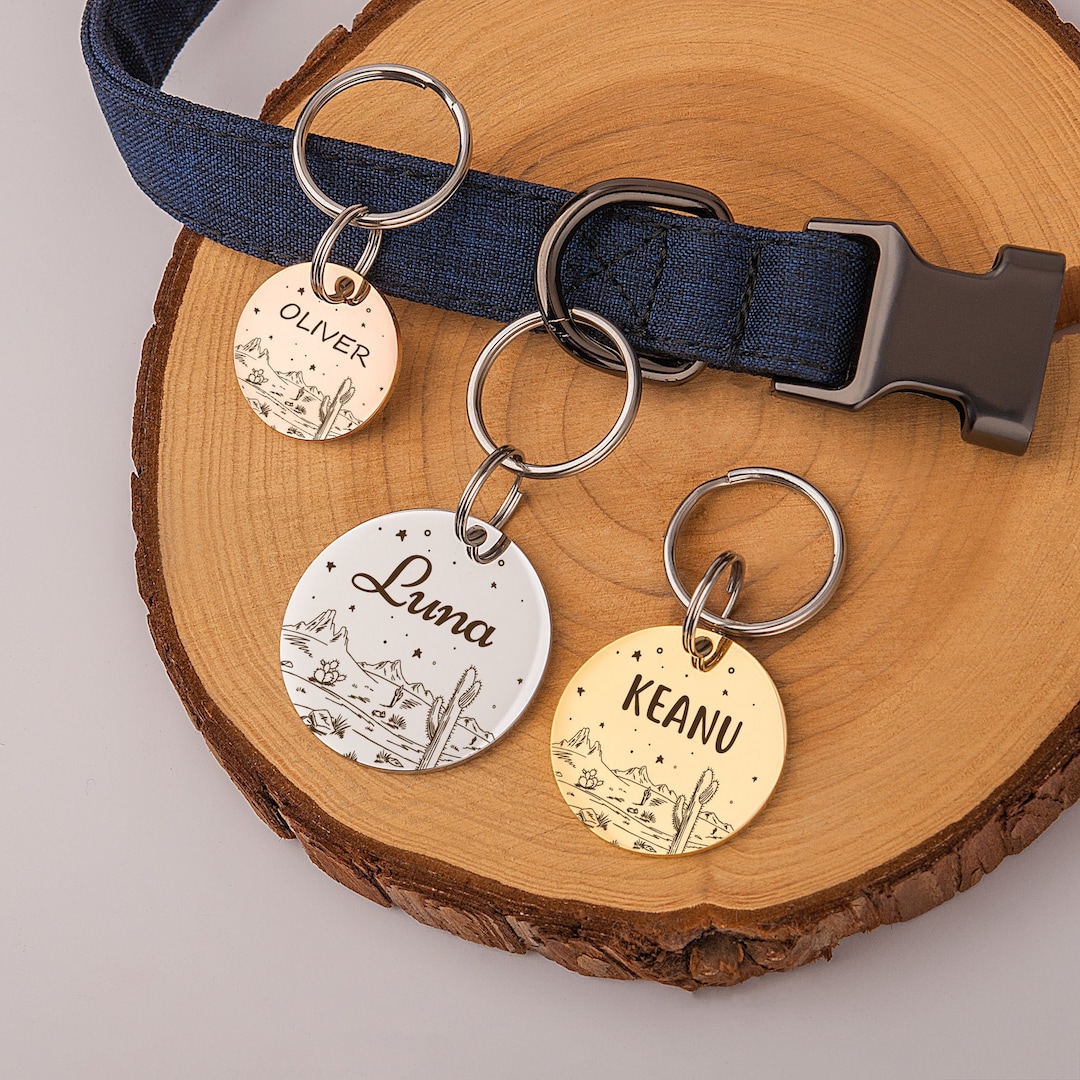 Dog Tag - Round Dog Tag - Custom Dog Tag - Desert Dog Tag - Dog ID Tag ...