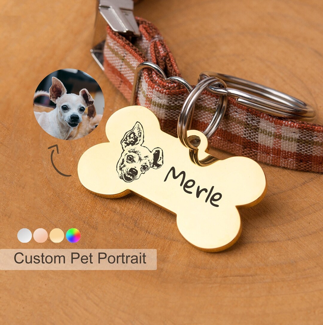 Dog Tag -pet Portrait -dog Tags for Dogs Personalized -pet Id Tag -dog ...