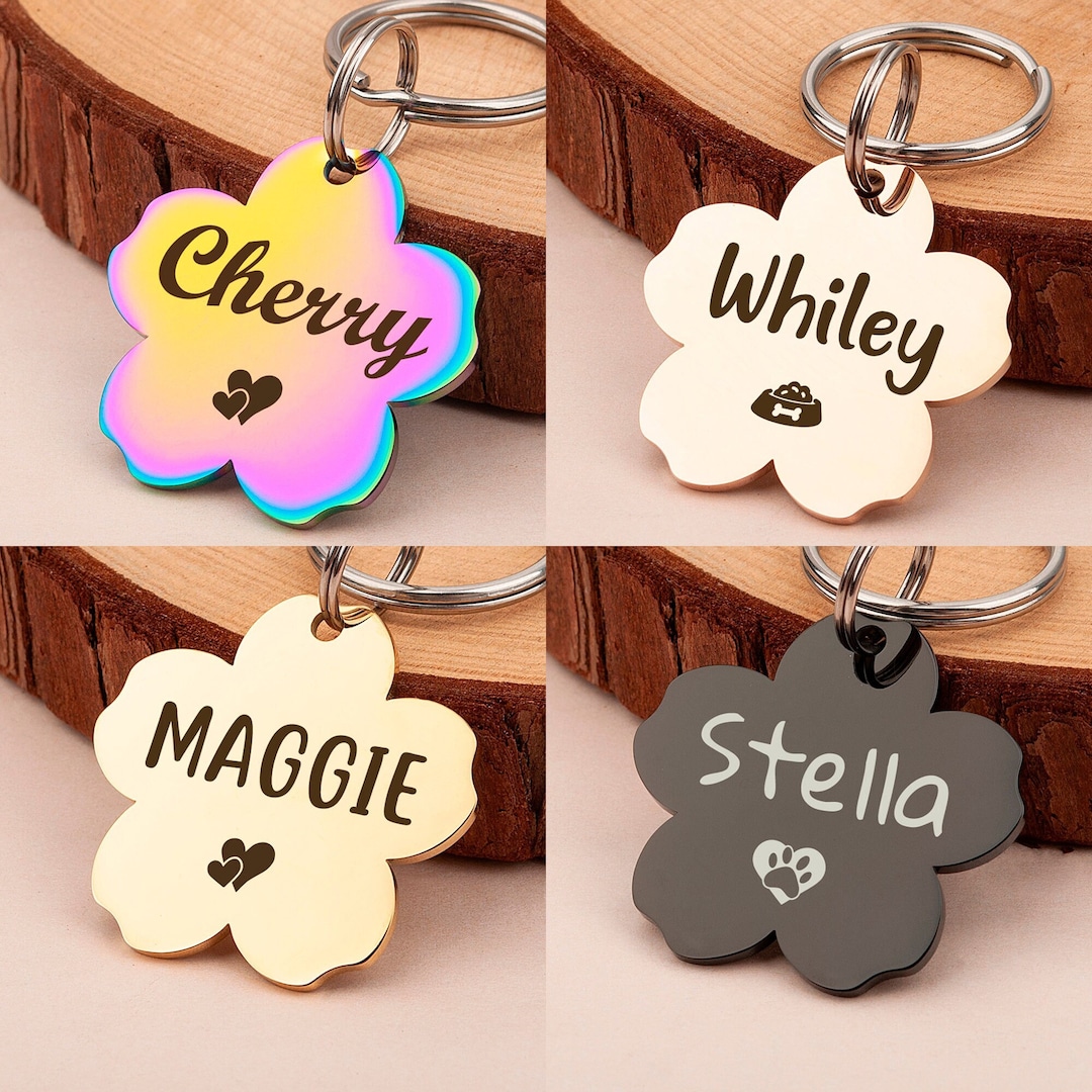 Custom Dog Tags - Dog Tags for Dogs Personalized - Cherry Blossoms Dog ...