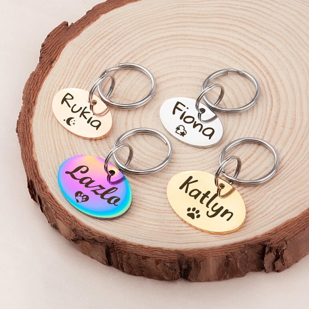 Cat Id Tag - Custom Cat Tag - Personalized Cat Name Tag- Engraved Name ...