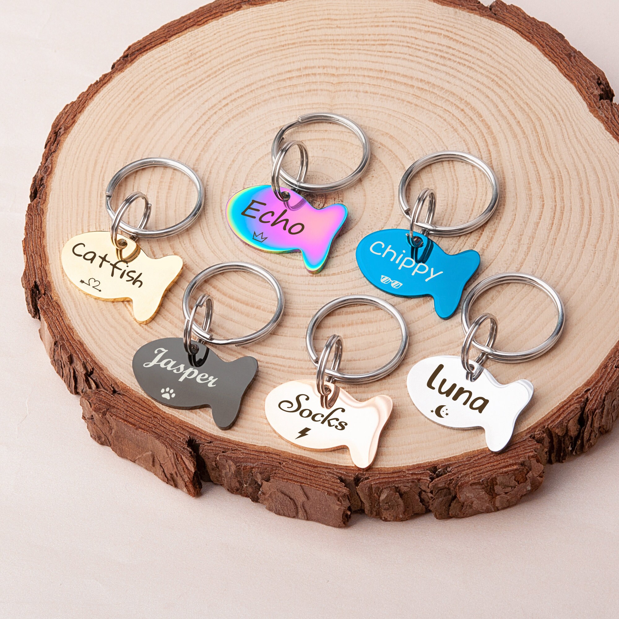 Cat Tag - Fish Cat Tag - Cat ID Tag - Cat Coller Tag - Fish Shape Cat ...