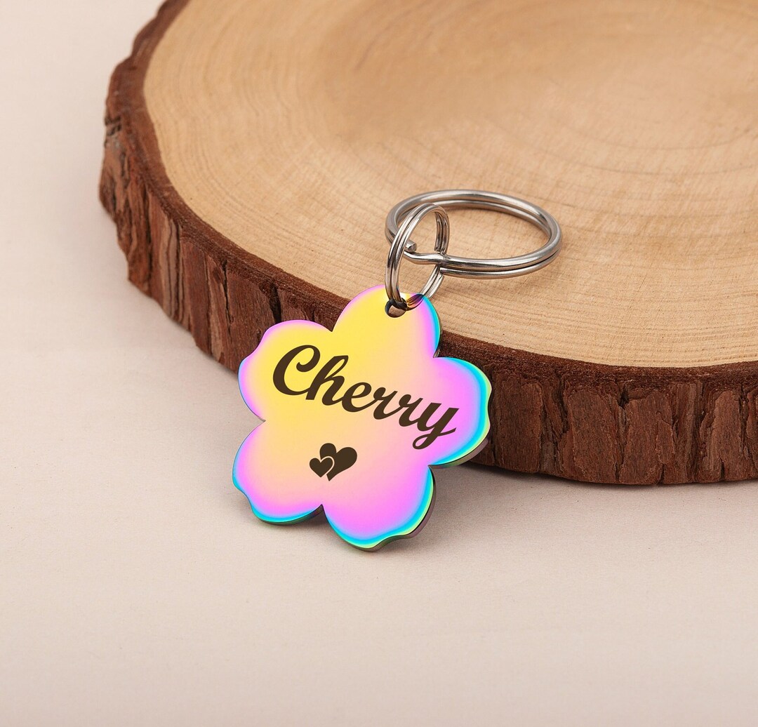 Cat Tag - Custom Dog Tag - Cat Id Tag - Sakura Pendant Cat Collar Tag ...
