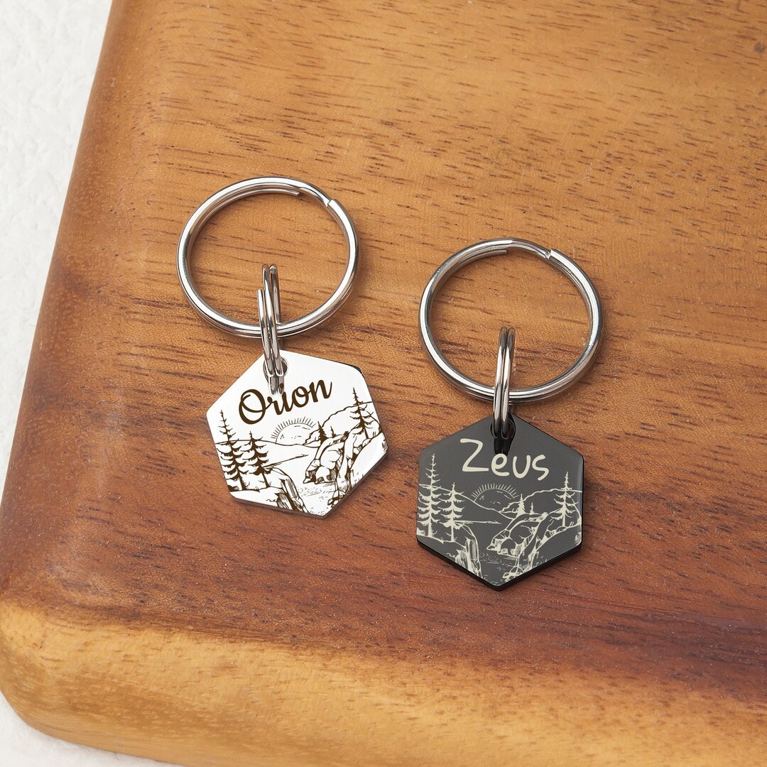 Hexagon Dog ID Tag - Dog Tag - Dog Name Tag - Dog Tags for Dog ...