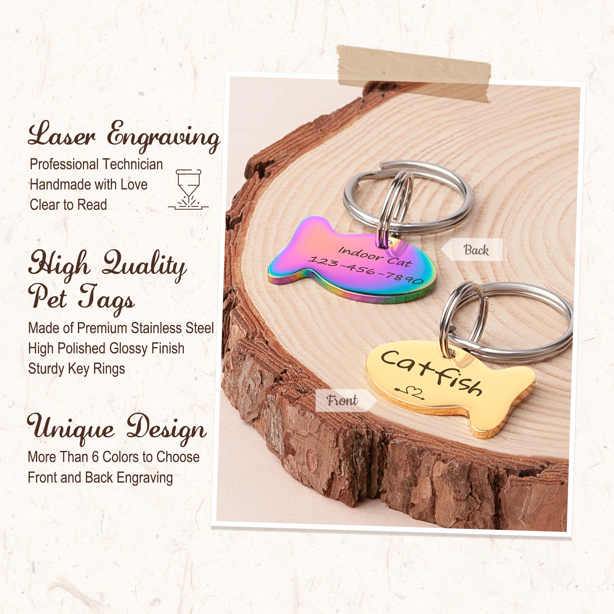Cat Tag - Fish Cat Tag - Cat ID Tag - Cat Coller Tag - Fish Shape Cat ...