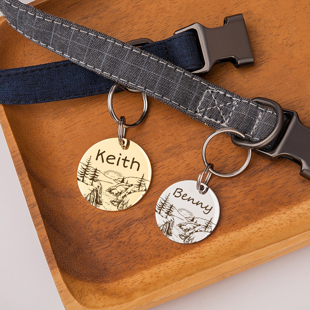 Dog Tag - Round Dog Tag - Custom Pet Tag - Dog ID Tag - Dog Name Tag ...