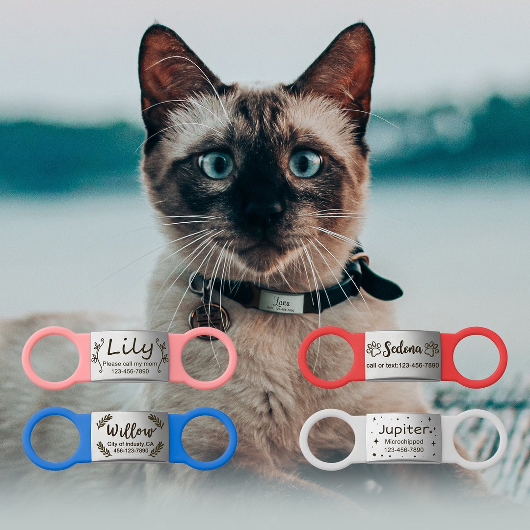 Cat Tag - Silent Cat Tag - Silde on Cat Collar Tag - Cat Id Tag - Cat ...