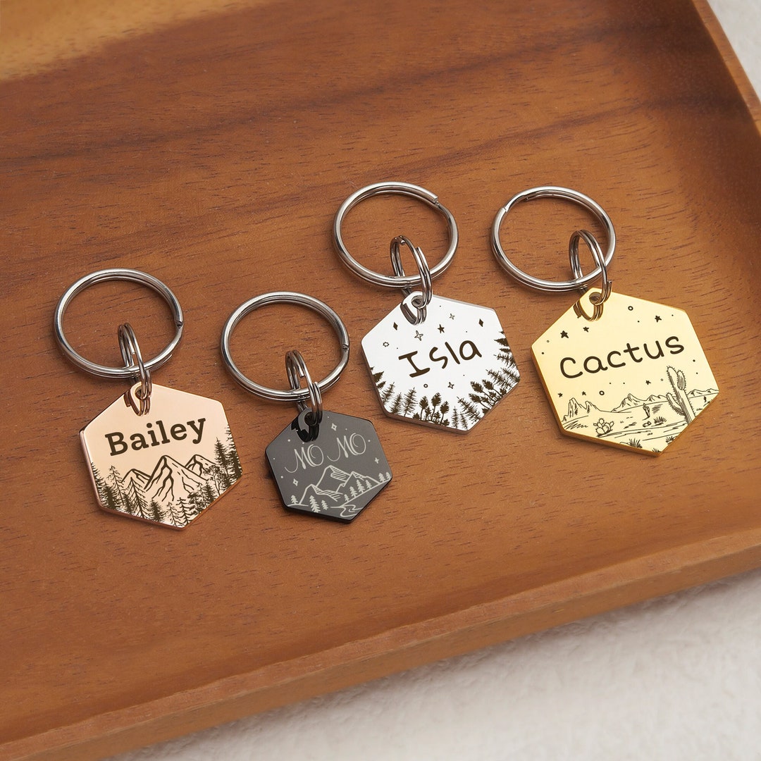Dog Tag - Hexagon Dog Tag - Dog Tag Personalized - Pet Name Tag - Cute ...