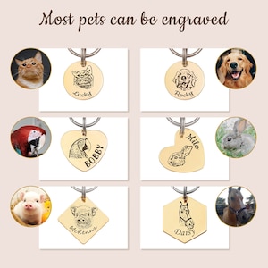 Engraved Pet Portrait Keychain - Custom Dog Portrait Keychain - Cat ...
