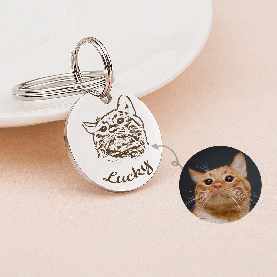 Pet Portraits - Cat Id Tag - Cat Portrait Tag Custom - Pet Portrait ...