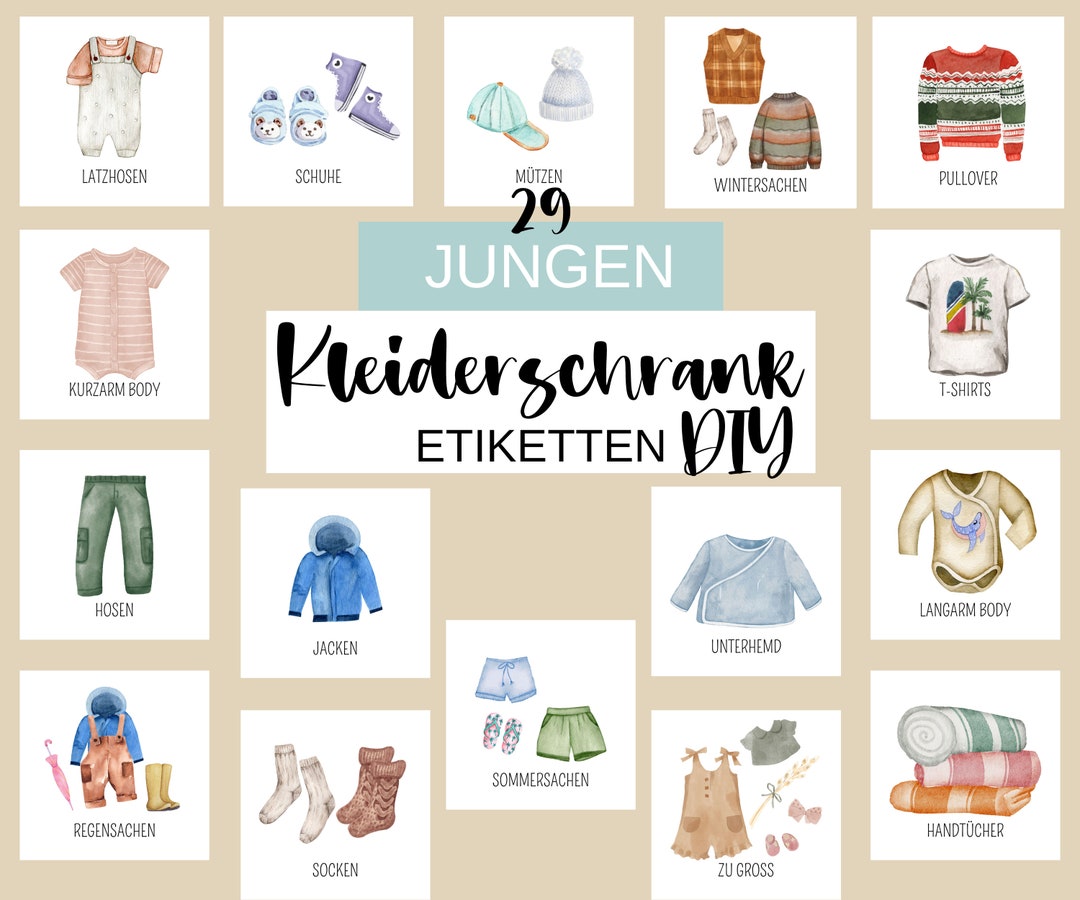 Wardrobe Labels Young Dressers Labels PRINTABLE PDF Pictograms ...