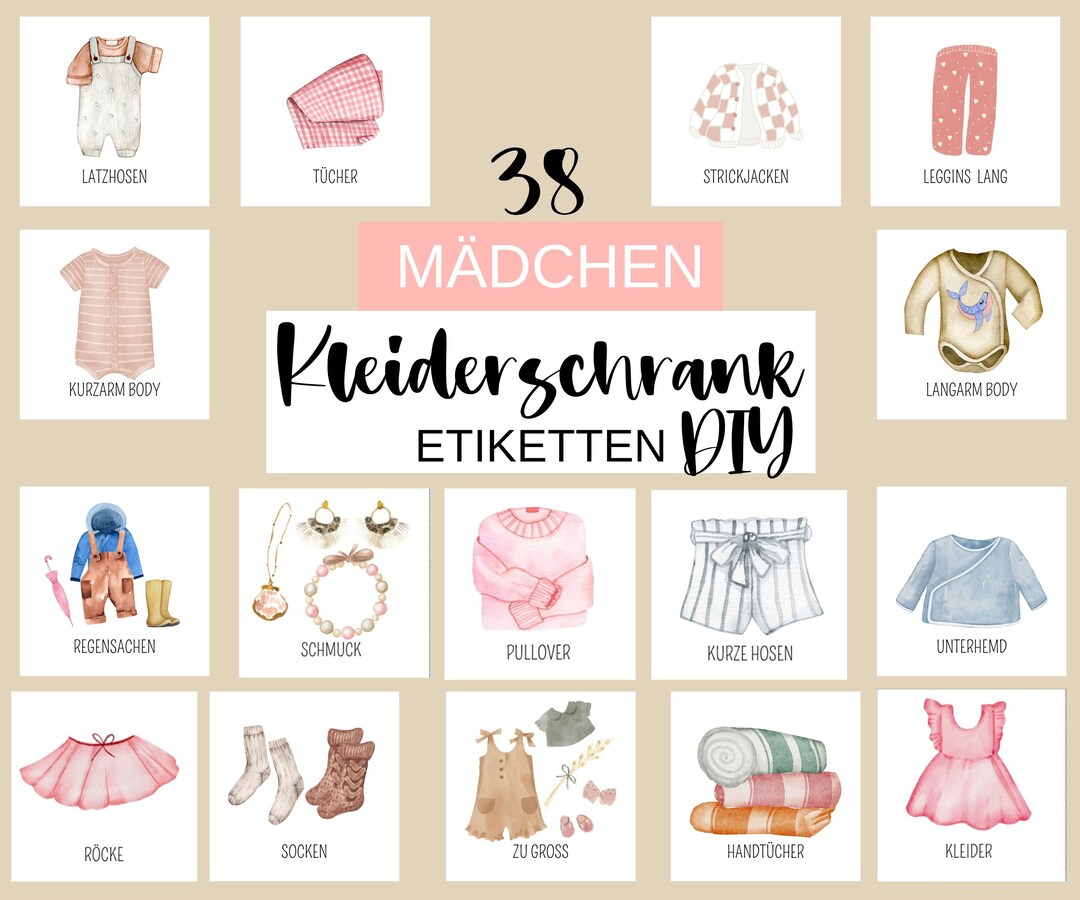 Wardrobe Labels Girls Dresser Labels PDF to Print Diy Children's Room ...