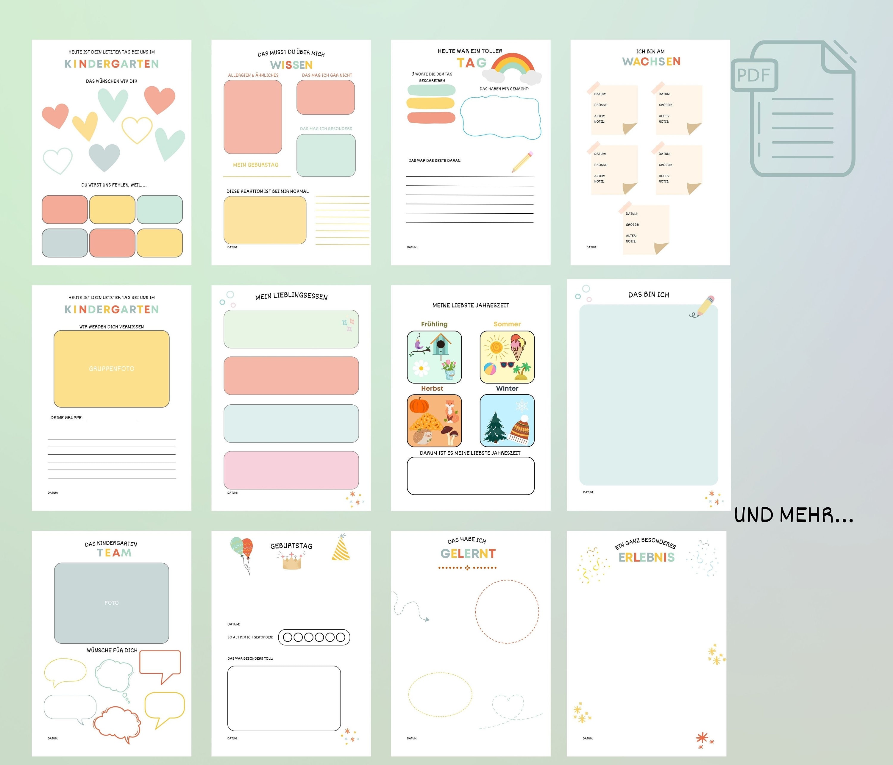 Kindergarten Portfolio Templates Starter Set PDF Printable Colorful ...