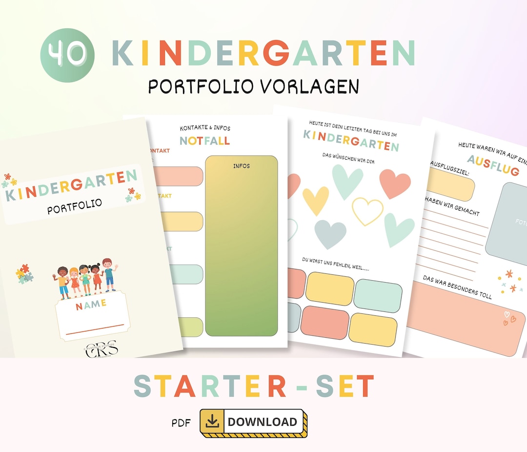 Kindergarten Portfolio Templates Starter Set PDF Printable Colorful ...