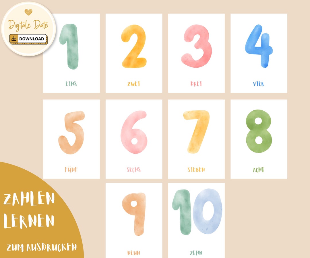 Learning Numbers Flashcards PDF Children Learn German at Home ...