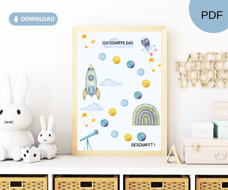 Reward Chart Pdf for Kids Space Astronaut Galaxy Printable Boys Reward ...