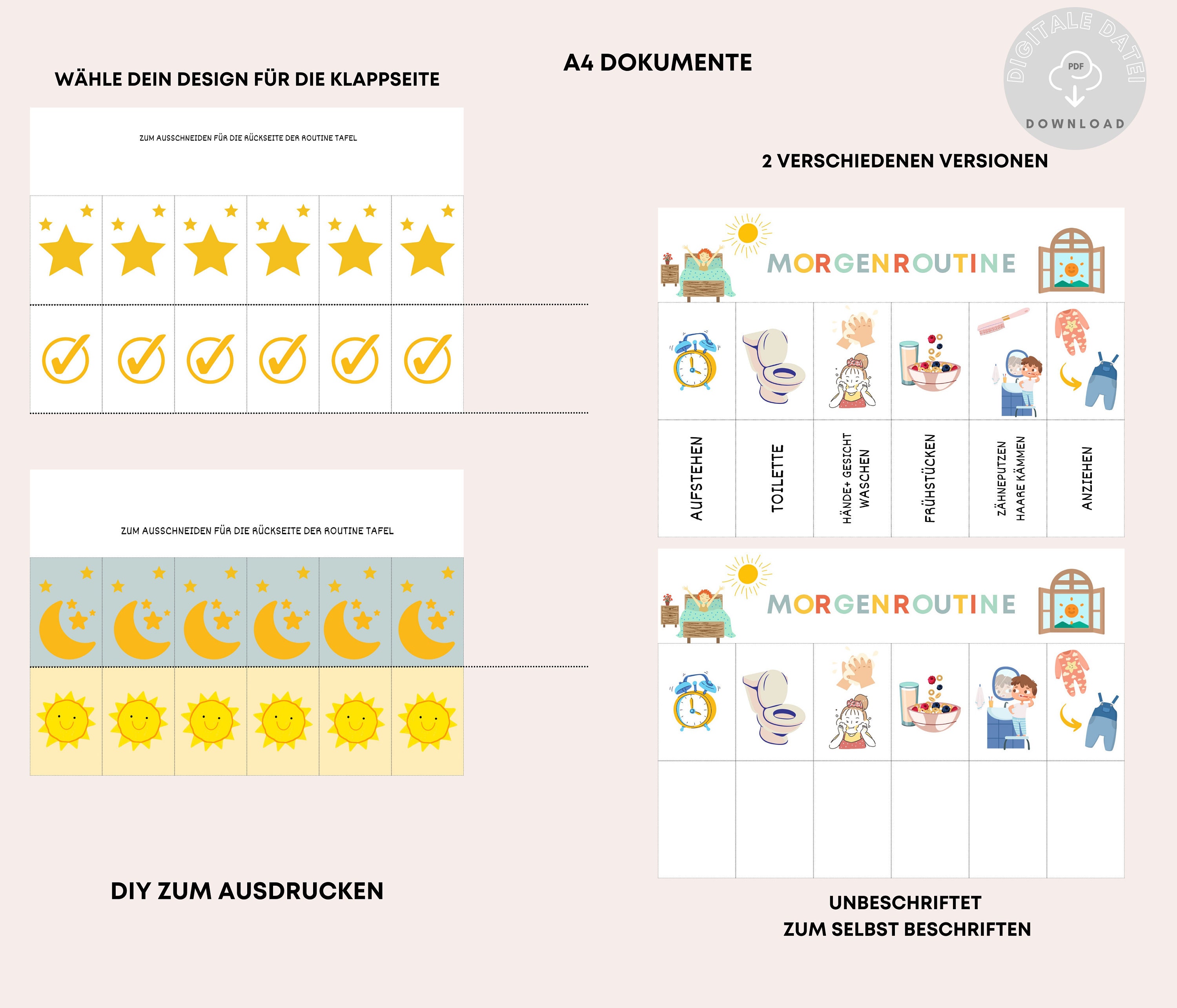 Morgen und Abendroutine Poster zum klappen PDF Kleinkinder Routine Set ...