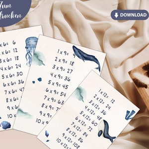 The Multiplication Tables Cards to Print PDF Underwater World Sea ...