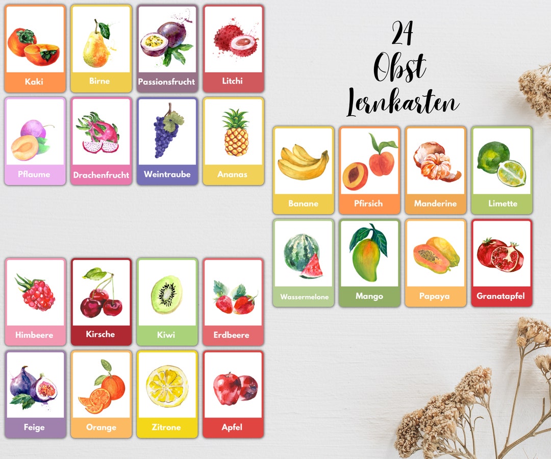 Obst Lernkarten zum ausdrucken PDF ideal für Schule und Kindergarten ...