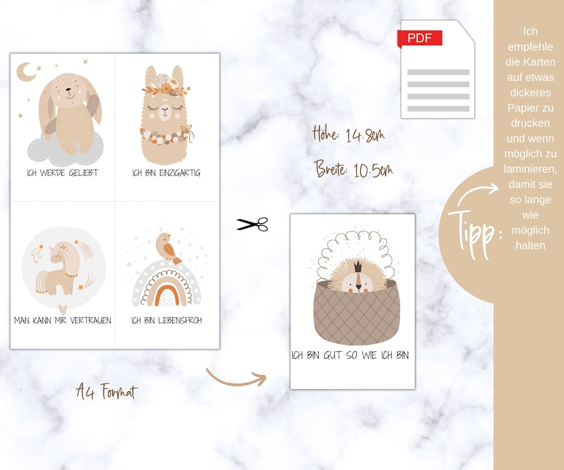 Affirmationskarten PDF für Kinder zum ausdrucken Selbstwert - Etsy.de