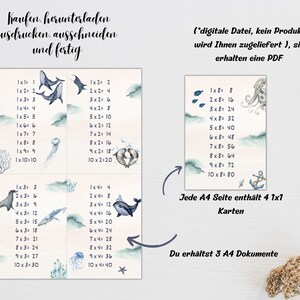 The Multiplication Tables Cards to Print PDF Underwater World Sea ...