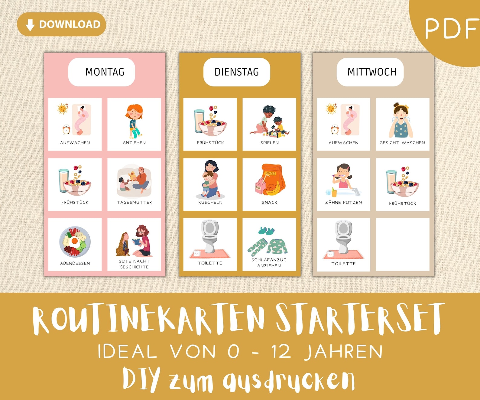 Routinekarten Kinder Starter Set Montessori Planung ausdrucken PDF ...