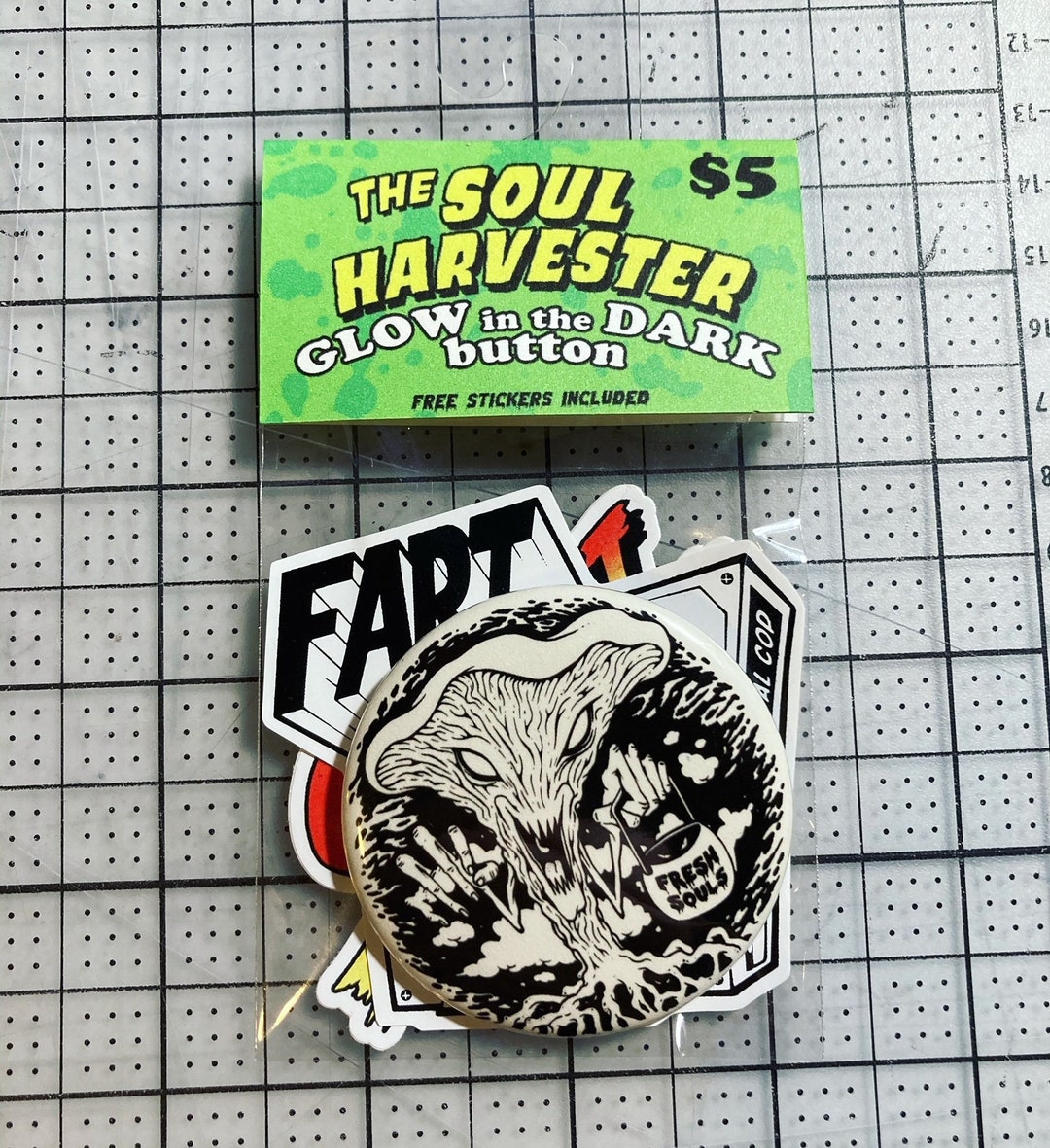 Glow in the Dark “soul Harvester” Button - Etsy