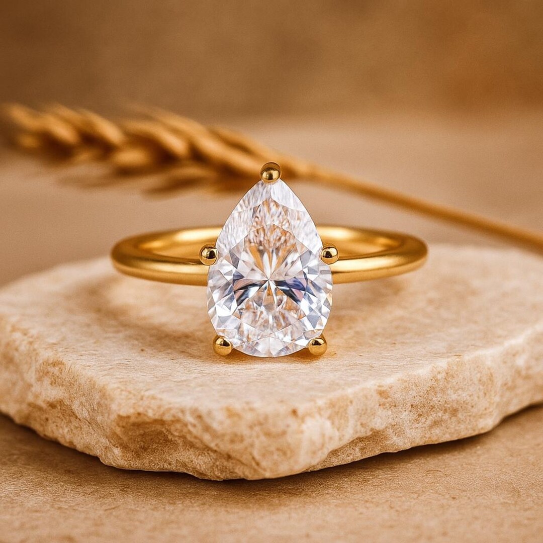 Pear Shaped Moissanite Ring,engagement Ring, 2 CT Pear Cut Ring,tear ...