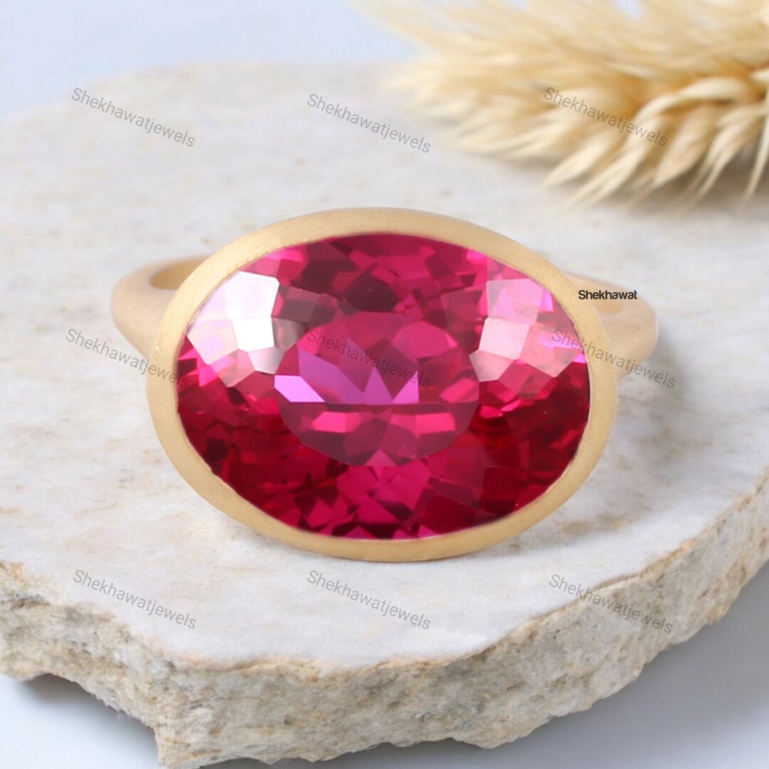 Vintage Flawless Ruby Ring 14K Yellow Gold Ring Alternative Fine ...