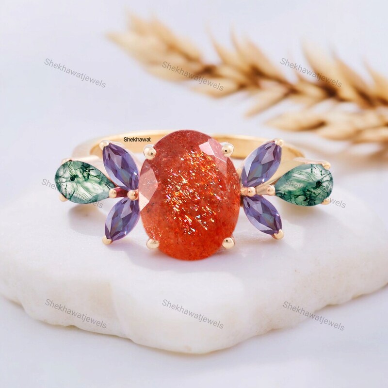 Orange Gemstone Ring - Etsy