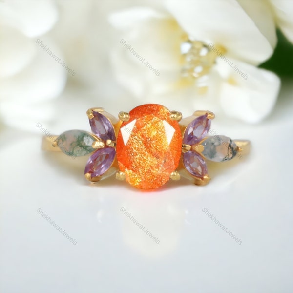 Orange Gemstone Ring - Etsy